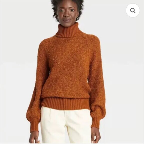 Who What Wear | Sweaters | Who What Wear Copper Rust Turtleneck Boucle ...